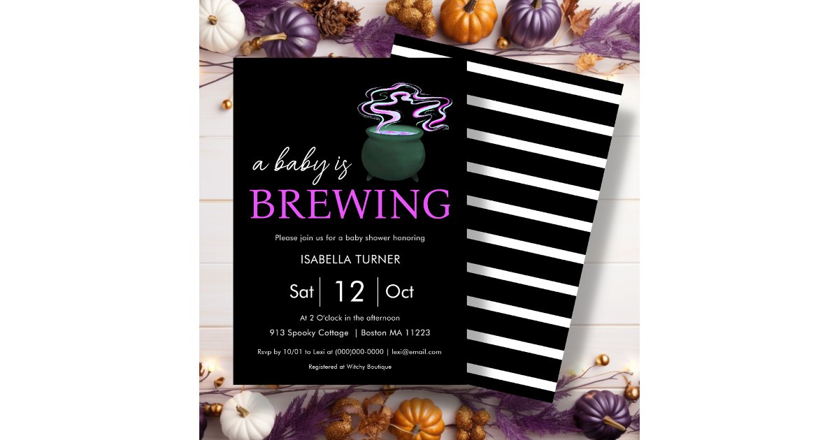 A Baby is Brewing | Halloween Baby Shower Invitation | Zazzle