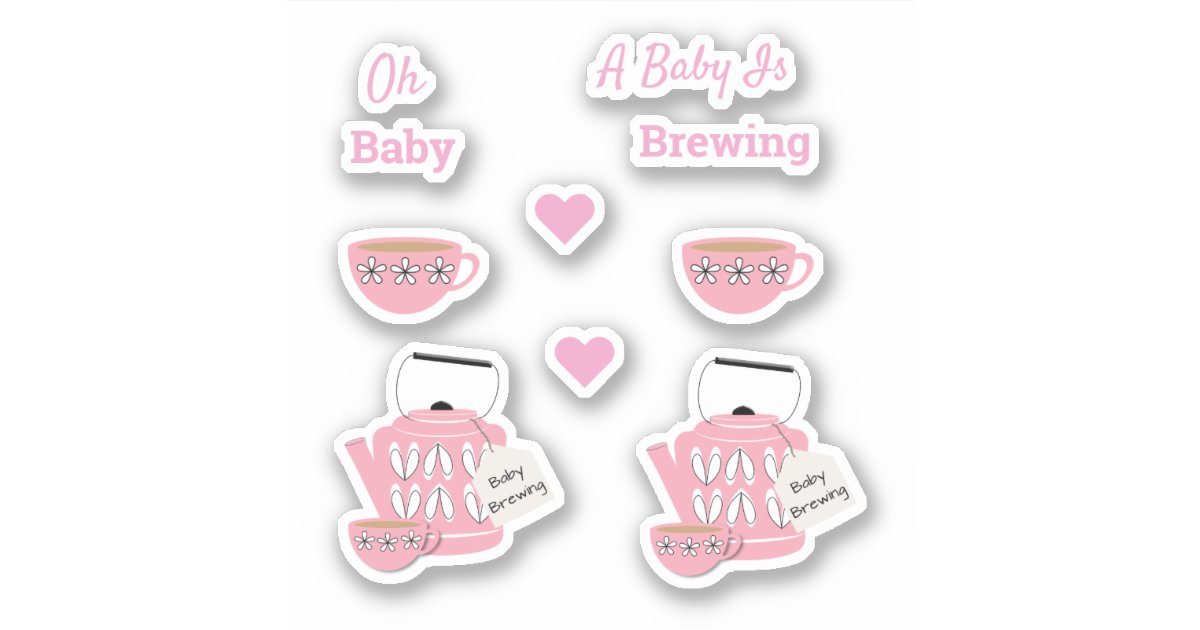A Baby Is Brewing Pink Sticker | Zazzle