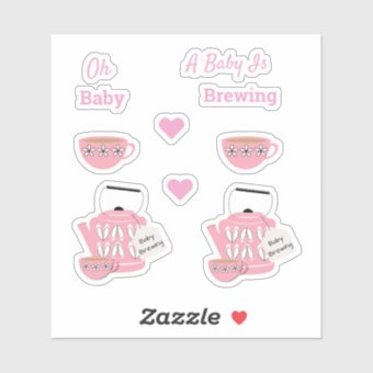 A Baby Is Brewing Pink Sticker | Zazzle