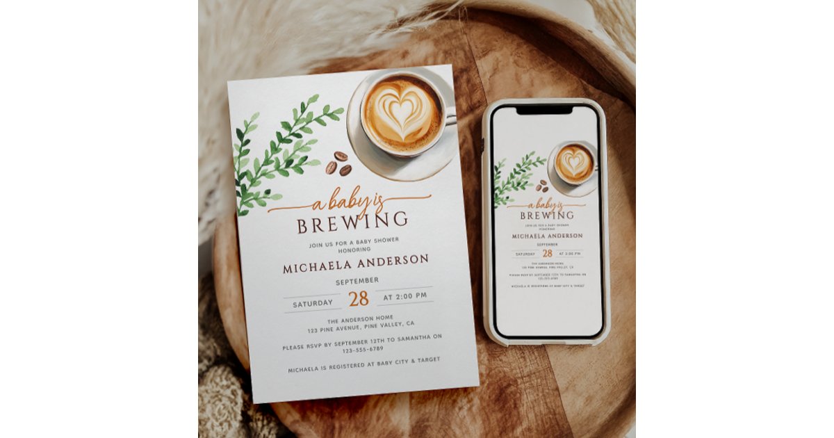 A Baby Is Brewing Watercolor Coffee Baby Shower Invitation | Zazzle