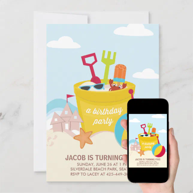 A Beach Party Kid's birthday Party invitation | Zazzle