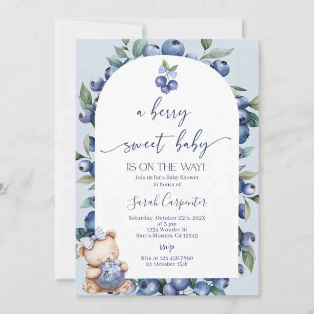 A Berry Sweet Baby Blueberry Baby Shower Invitation | Zazzle