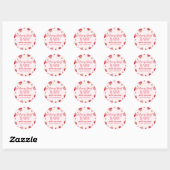 A Berry Sweet Baby Strawberry Baby Shower Classic Round Sticker | Zazzle