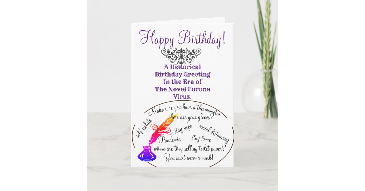 A Birthday Greeting in the Era of the Corona Virus Card | Zazzle