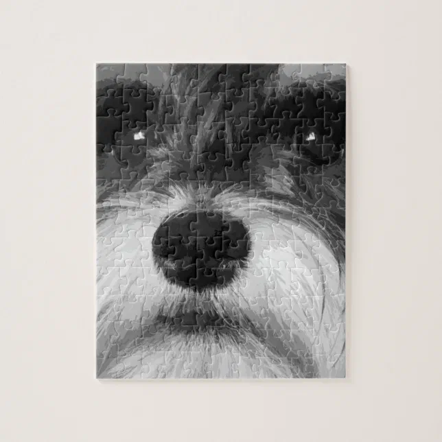 A black and white Miniature Schnauzer Jigsaw Puzzle | Zazzle