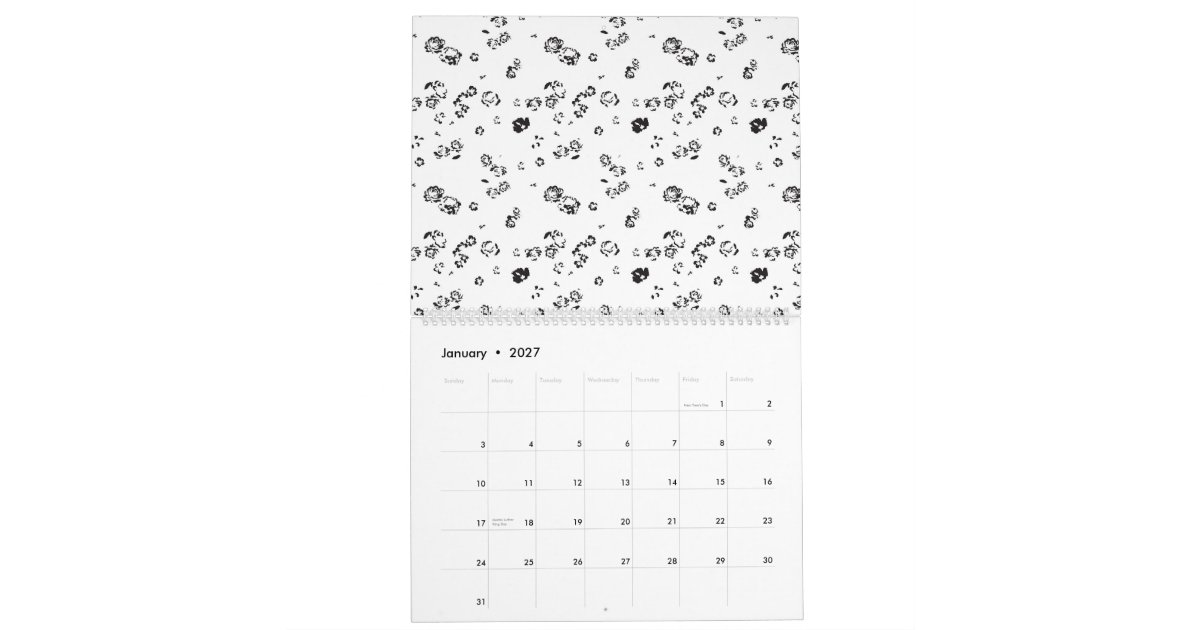 a black and white photo of bubbles on a white back calendar | Zazzle