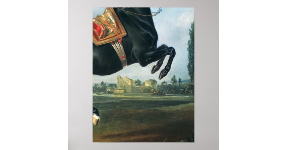 A black horse performing the Courbette Poster | Zazzle