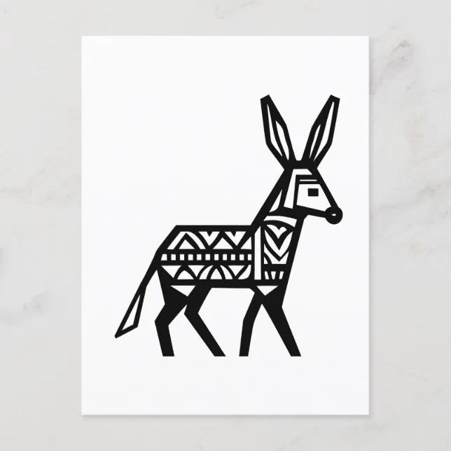 A Black Silhouette Patterned Donkey Tattoo Icon Postcard | Zazzle