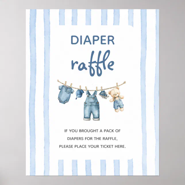 A Blue Jean Baby Diaper Raffle sign | Zazzle