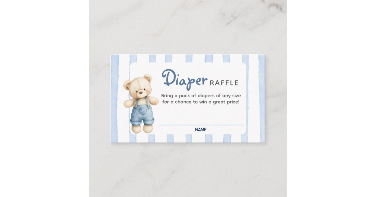 A Blue Jean Baby Shower Diaper Raffle Card | Zazzle