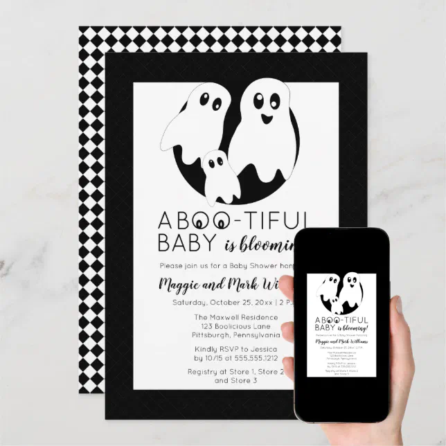 A BOO - TIFUL Baby is Blooming Halloween Shower Invitation | Zazzle