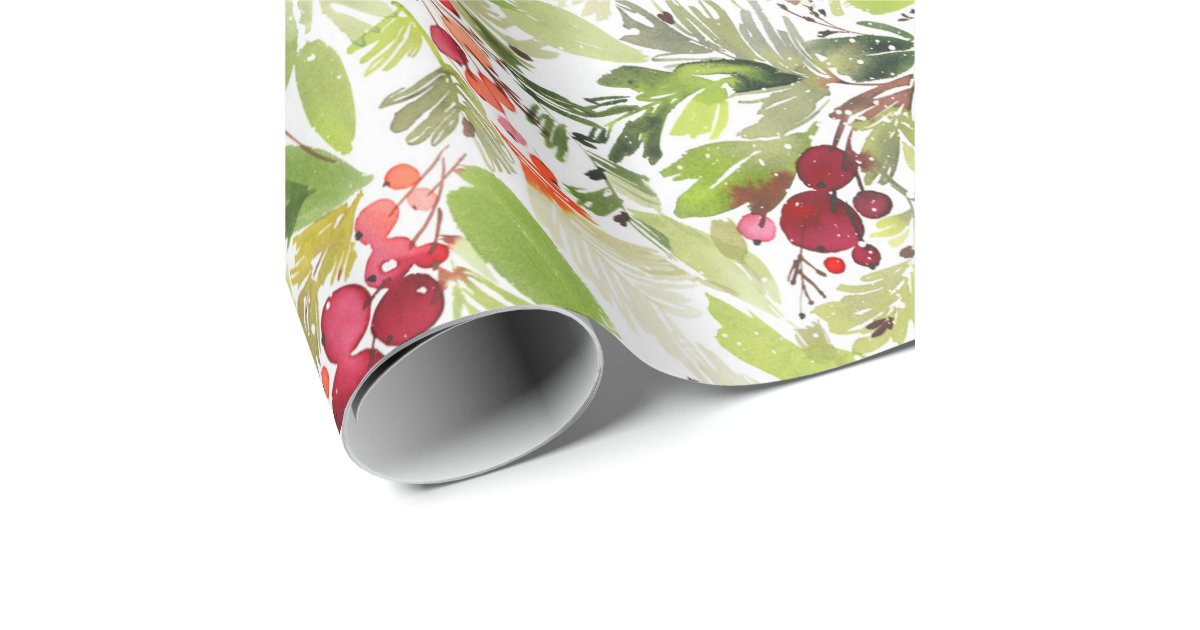 A Botanical Christmas Holiday Wrapping Paper | Zazzle