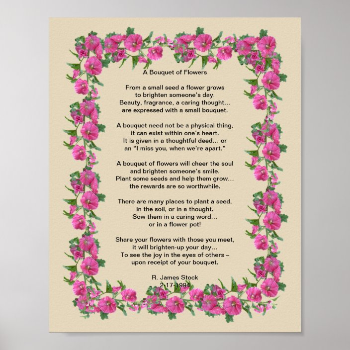 "A Bouquet of Flowers" Poem on an 8x10 poster | Zazzle.com
