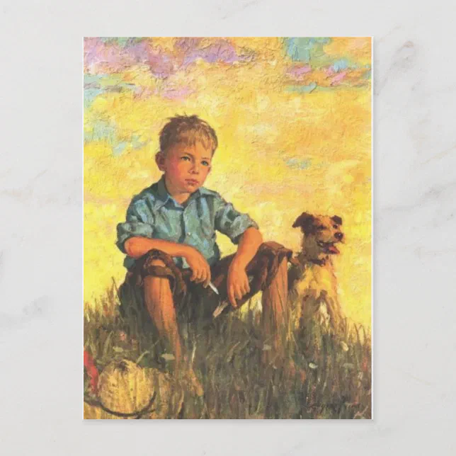 A Boy and his Dog Postcard | Zazzle