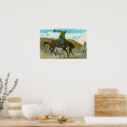 A Bucking Bronco at the Annual Salinas Rodeo Poster | Zazzle