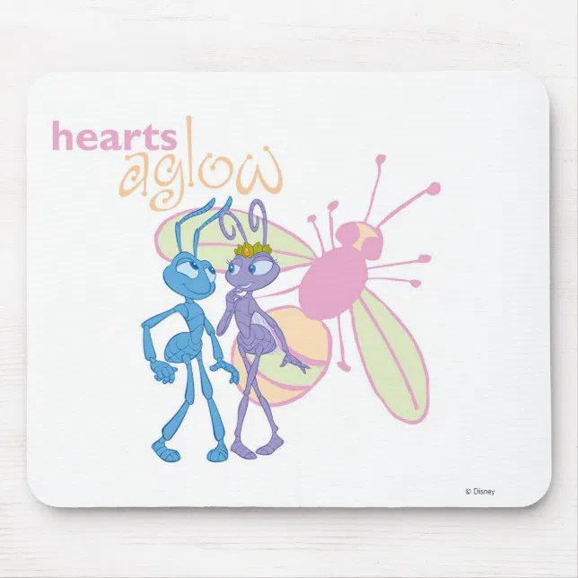 A Bug's Life Princess Atta and Flik Hearts Aglow Mouse Pad | Zazzle