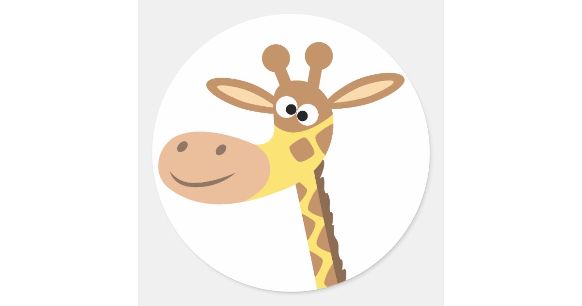 A cartoon giraffe round sticker | Zazzle