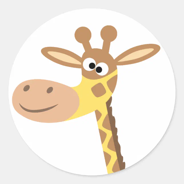 A cartoon giraffe round sticker | Zazzle