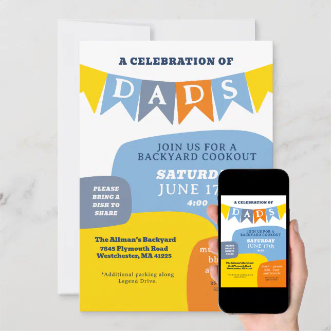 A Celebration of Dads Father's Day Cookout Party Invitation | Zazzle