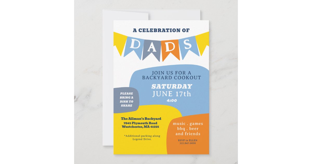 A Celebration of Dads Father's Day Cookout Party Invitation | Zazzle
