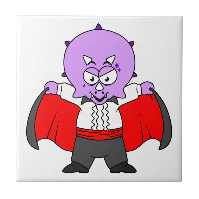 A Ceratops Dinosaur Dressed Up As Count Dracula. Ceramic Tile | Zazzle
