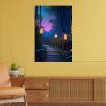 A Charming Wooden Path Illuminated by Lanterns Poster | Zazzle