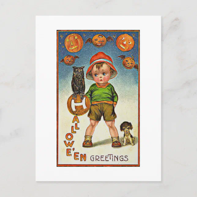 A Child's Spooky Vintage Halloween Postcard | Zazzle