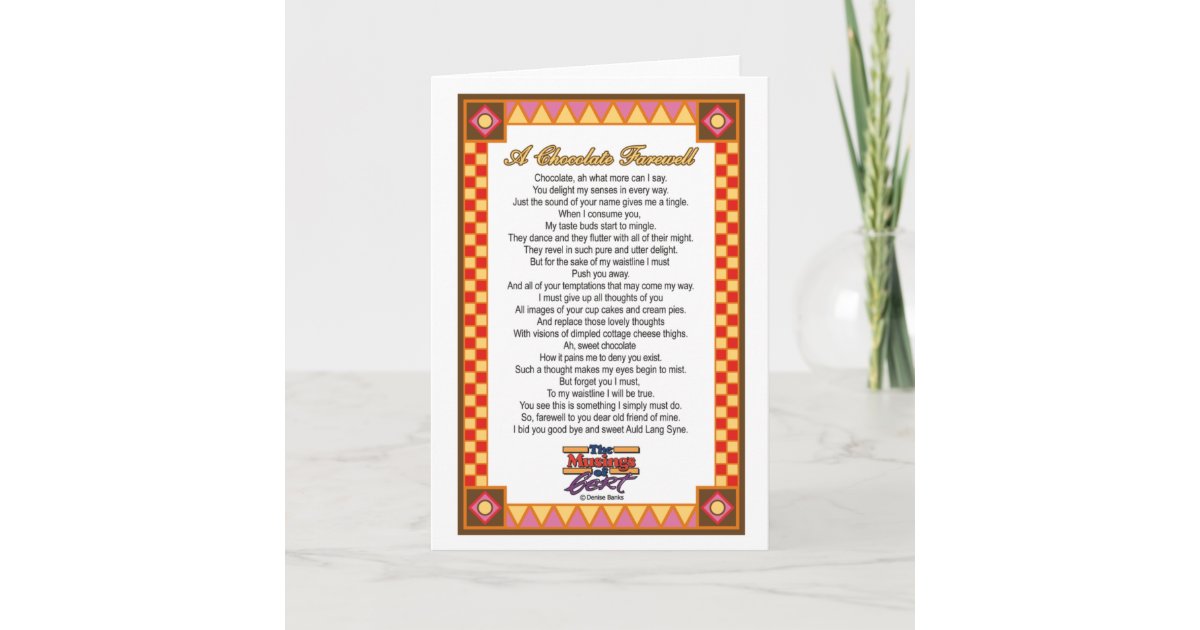A Chocolate Farewell Card | Zazzle