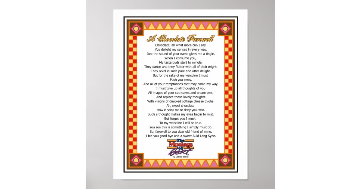 A Chocolate Farewell Poster | Zazzle