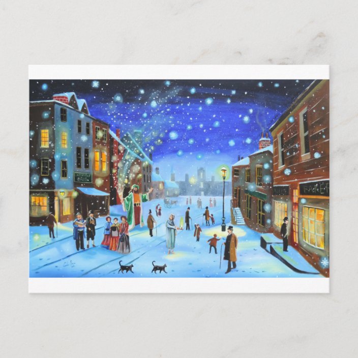A Christmas Carol Scrooge Winter street scene Holiday Postcard | Zazzle.com