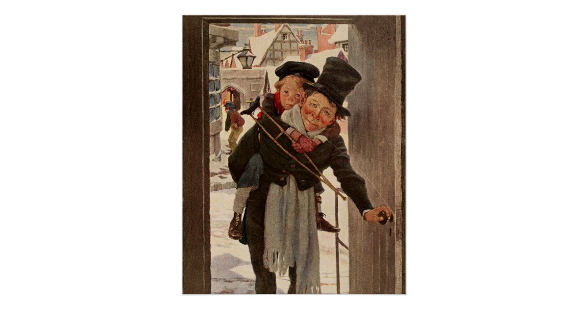 A Christmas Carol: Tim & Mr. Cratchit Card Poster | Zazzle