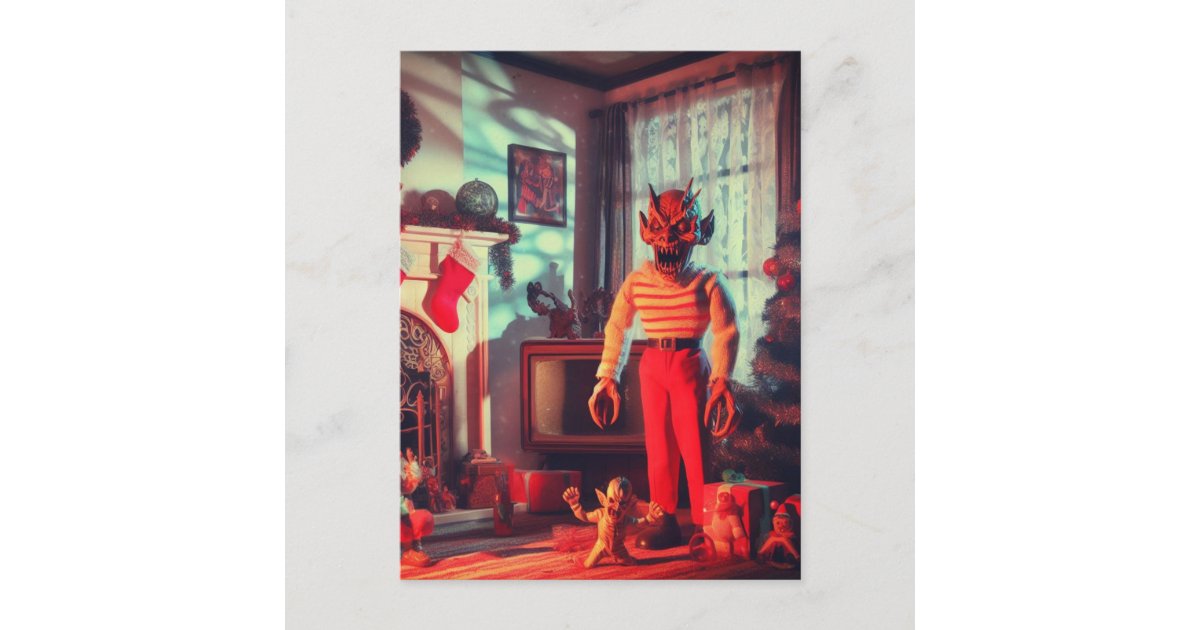 A Christmas Demons Horror Postcard | Zazzle