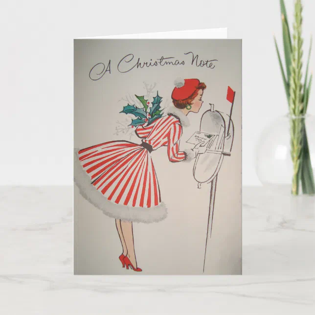 A Christmas Note Vintage Retro Greeting Card | Zazzle