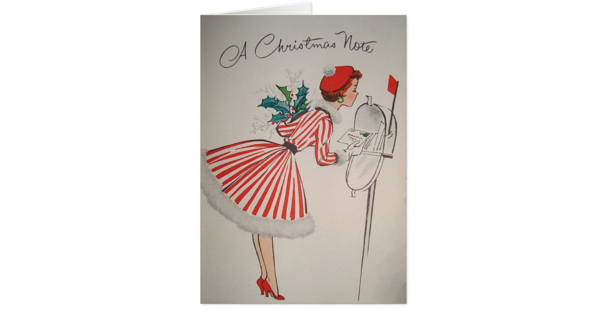 A Christmas Note Vintage Retro Greeting Card | Zazzle.com