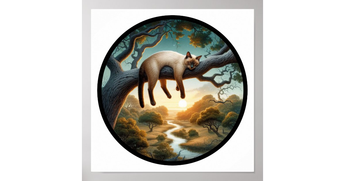 A Circular 3D Image of a Beautiful Siamese Cat Poster | Zazzle