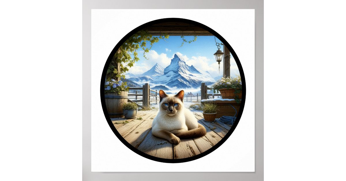 A Circular 3D Image of a Beautiful Siamese Cat Poster | Zazzle