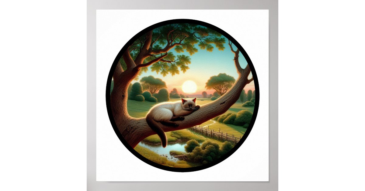 A Circular 3D Image of a Beautiful Siamese Cat Poster | Zazzle