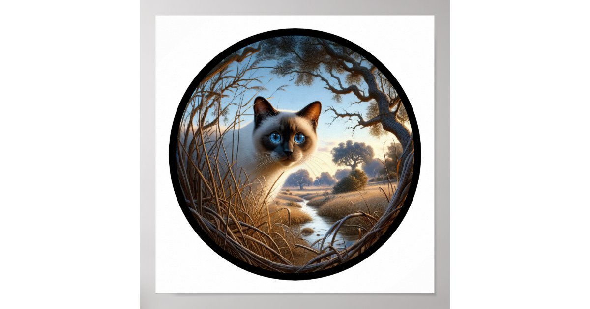 A Circular 3D Image of a Beautiful Siamese Cat Poster | Zazzle