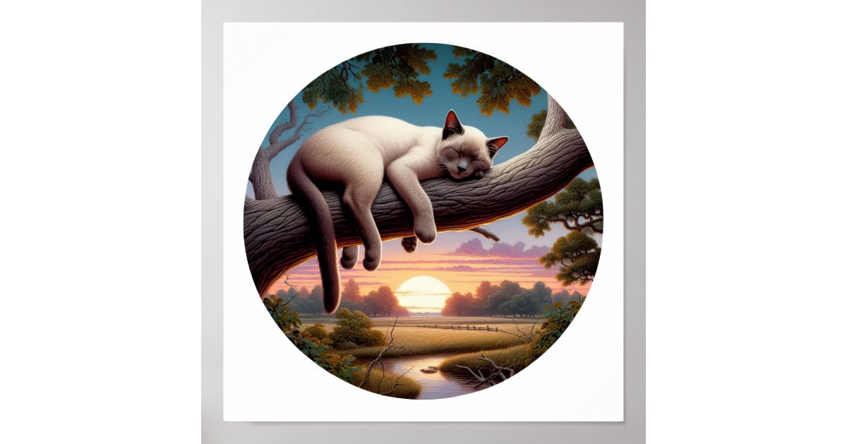 A Circular 3D Image of a Beautiful Siamese Cat Poster | Zazzle