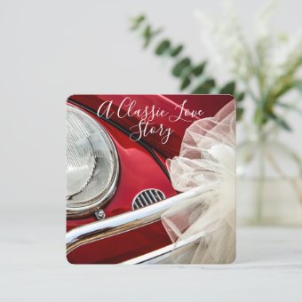 A classic car love story wedding invitation | Zazzle