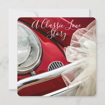 A classic car love story wedding invitation | Zazzle