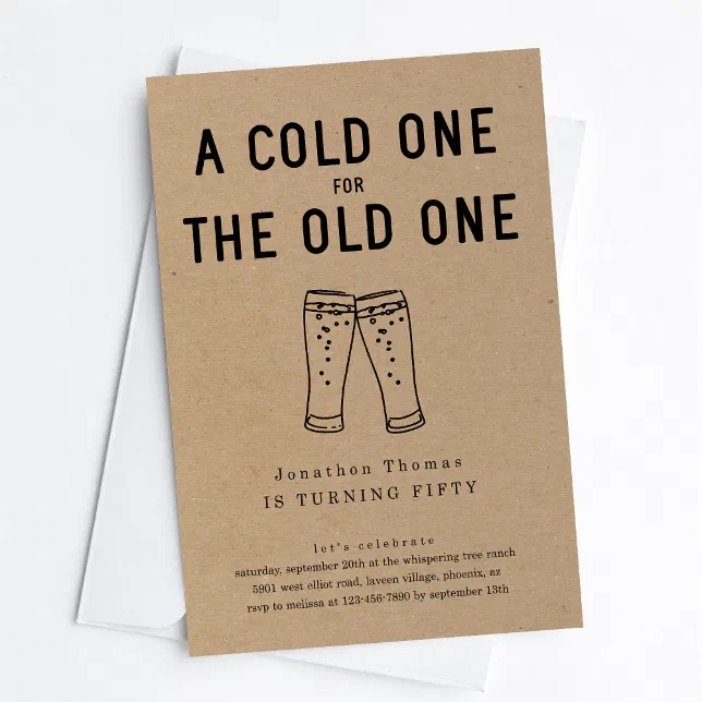 A Cold One for the Old One Beer Birthday Party Invitation | Zazzle