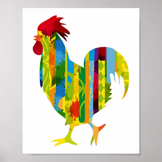 A colorful rooster poster | Zazzle