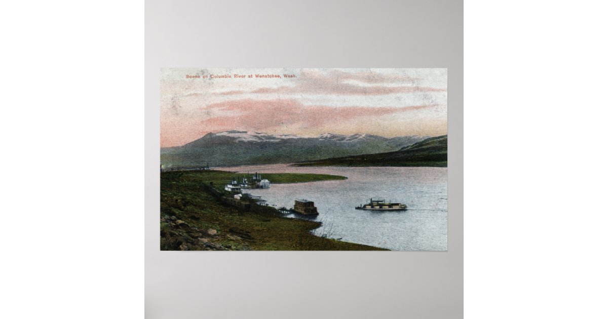 A Columbia River Riverboat Scene Poster | Zazzle