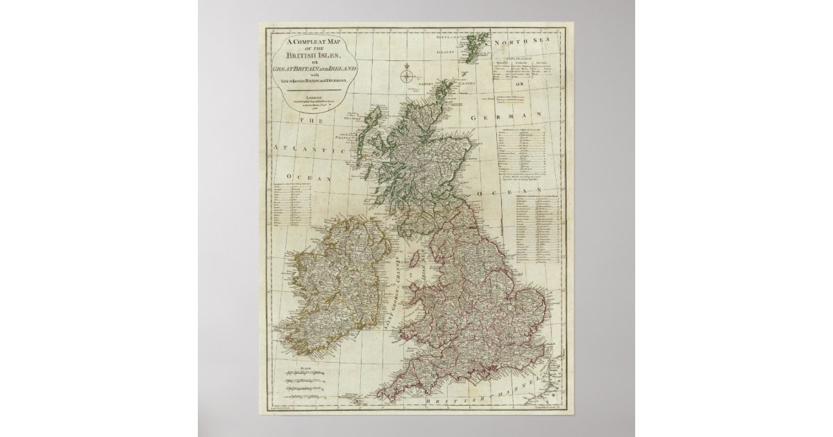 A complete map of the British Isles Poster | Zazzle