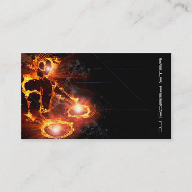 A cool Flaming DJ on Fire business card | Zazzle
