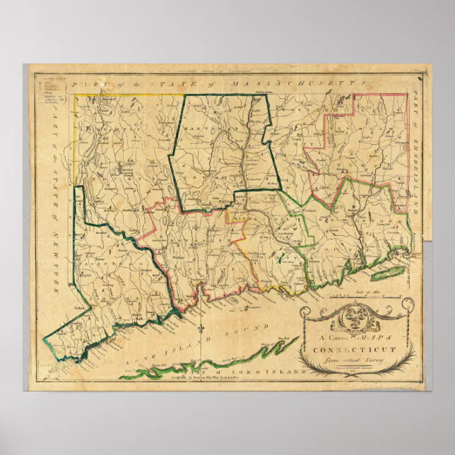 A Correct Map of Connecticut Poster | Zazzle