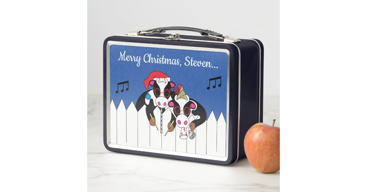 A Cow Christmas Metal Lunch Box | Zazzle