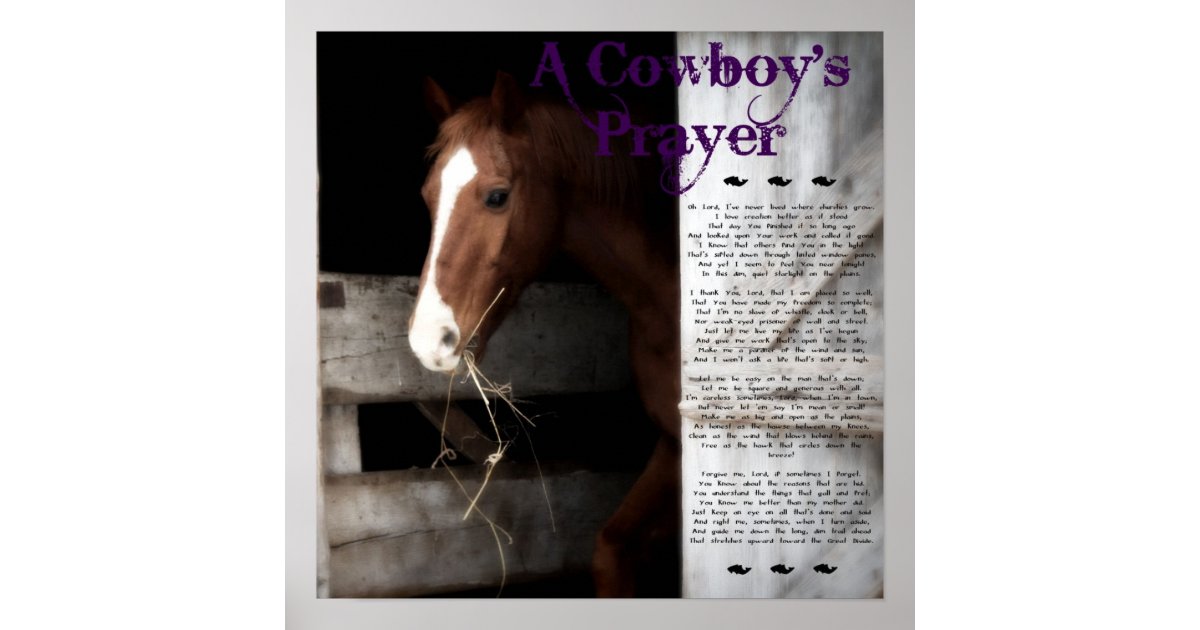 A Cowboy's Prayer Poster | Zazzle