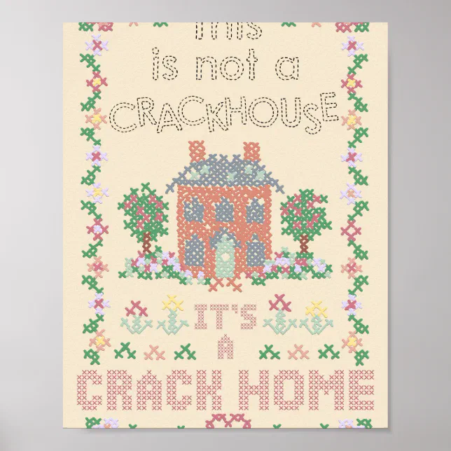 A Crack Home - cross stitch embroidery Poster | Zazzle